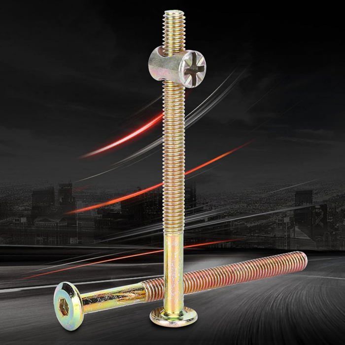 10Pcs M6 Vis Boulon Fixation En Acier Au Carbone Avec Écrou À Barrel Fixation Connecteur Meuble ...