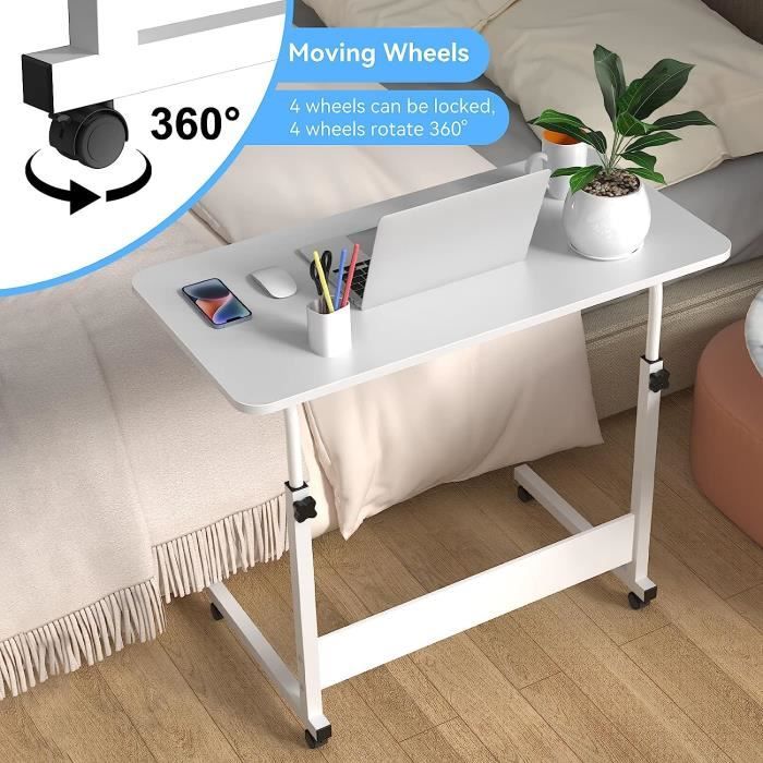 Table Roulante pour Lit Canapé - Bureau Mobile Réglable en Hauteur 69 ...