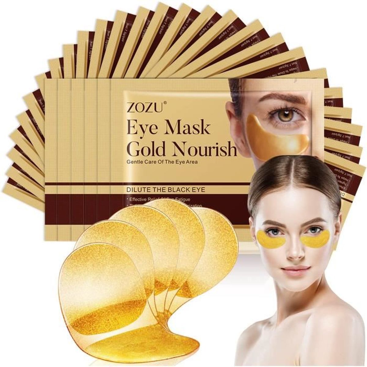 Patch Yeux, 32 Paires De Patch Yeux 24k Gold Eye Pads En Gel Au ...