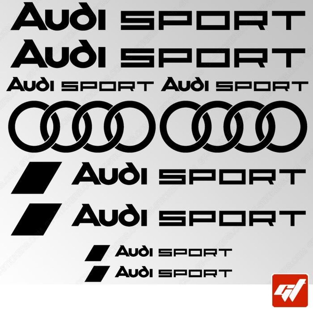 Sticker Autocollant - Planche de 10 Stickers AUDI SPORT - NOIR ...