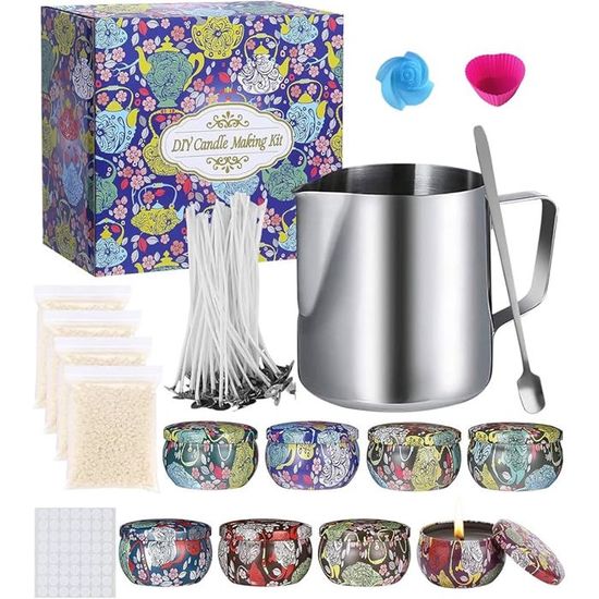 DIY Soy Wax Candle Making Craft Kit – 8 Decorative Candle Tins with ...