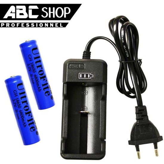 2 PILE ACCU BATTERIE RECHARGEABLE 18650 3.7V 6800mAh Li-ion + CHARGEUR " CHARGE RAPIDE ...