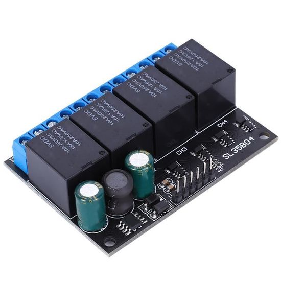 Cikonielf Module relais DC 12V 4 Channel Relay Module, SL35B04 Bistable Self-Locking ow pulse ...