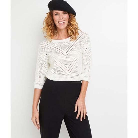 GRAIN DE MALICE - Pull ajouré femme Blanc - Cdiscount Prêt-à-Porter