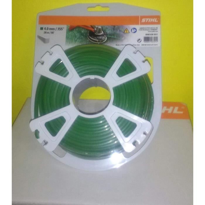 Fil débroussailleuse 4mm Carré 28MT Vert - Cdiscount Jardin