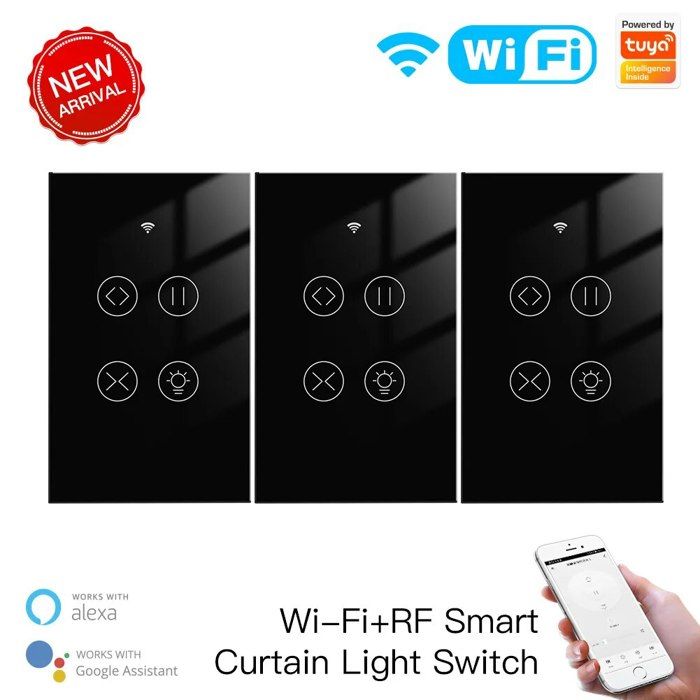 Tuya Smart WiFi RF Glass Panel Rideau Light Touch Switch,Smart Life App ...