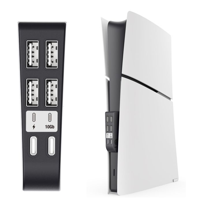 Hub USB PS5 Slim-6 Ports - Comprend 4 x USB 2.0 et 2 x USB Type C,pour ...