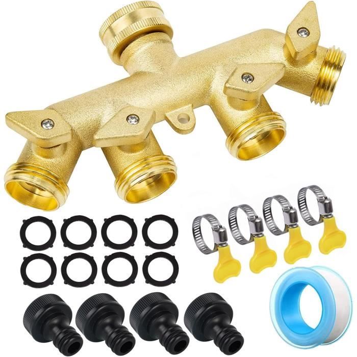 Raccord De Tuyau Laiton D'Arrosage 4 Sorties Distributeur Débit D'Eau ...