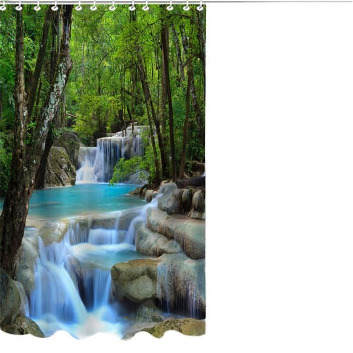 Rideau Douche Cascade Nature Deco Maison - Cdiscount Maison