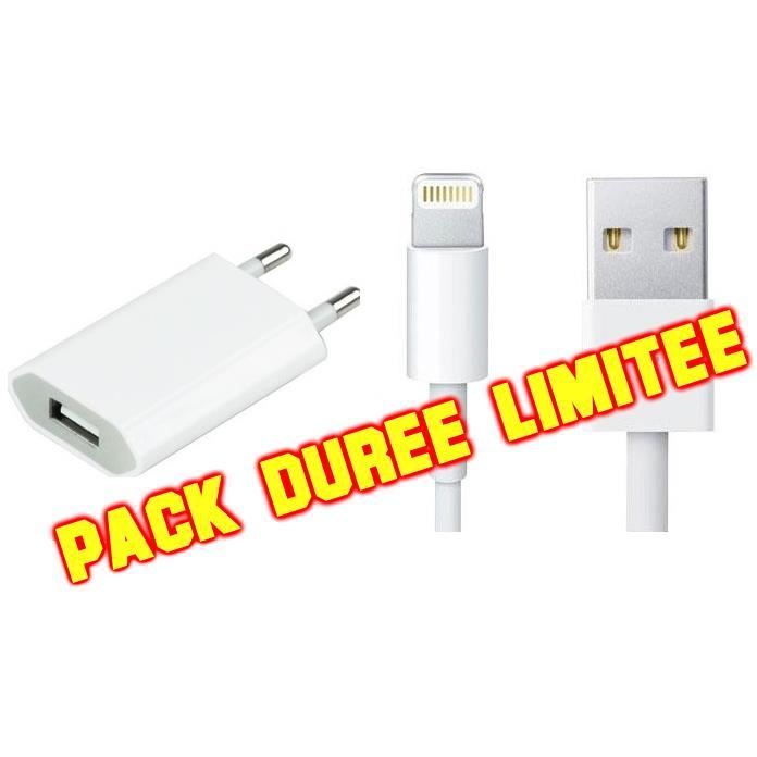 PACK CABLE IPHONE 5 5S 6 + PRISE USB - Cdiscount Téléphonie