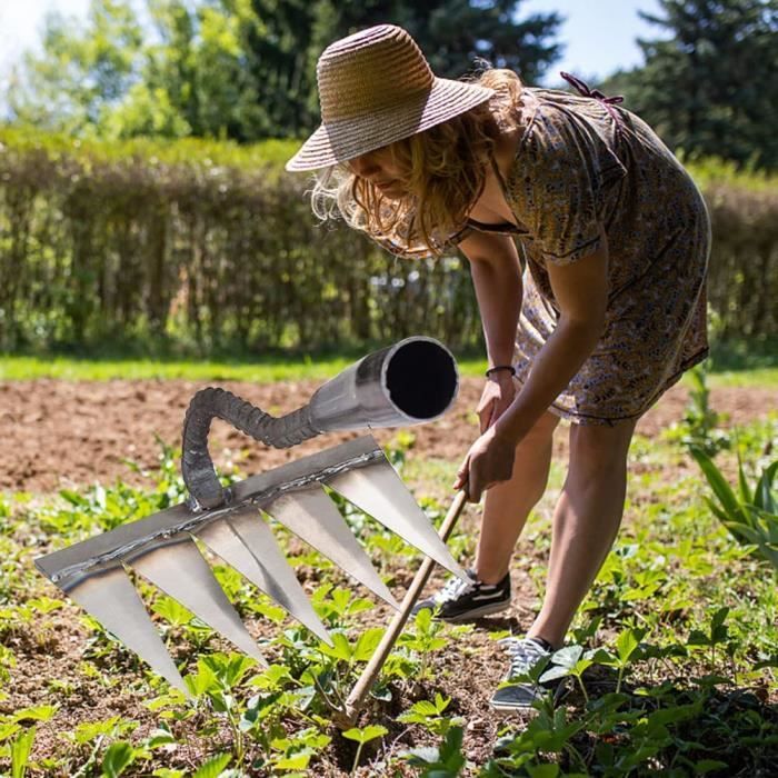 Binette professionnelle en acier, outil de désherbage de jardin, binette et râteau pour ...