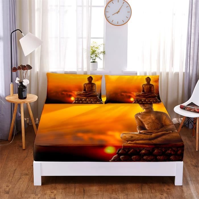 VKDF-333Parure de lit avec Statue de bouddha ensemble de en polyester ...