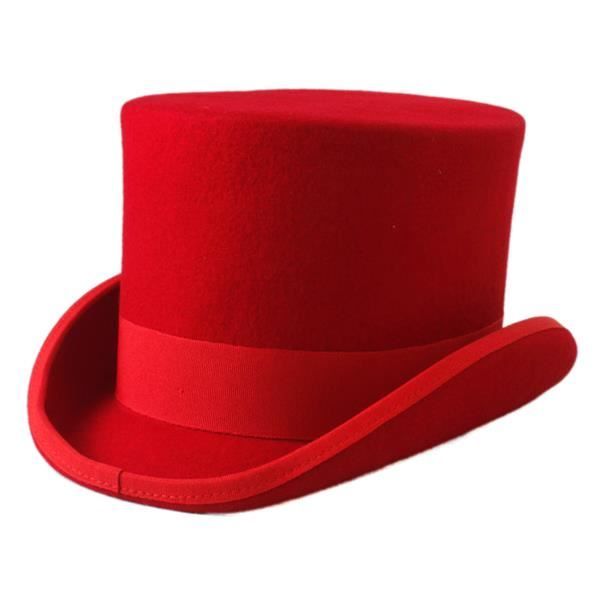 56-58CM - Rouge (3) - Chapeau en feutre 100% laine pour hommes et ...