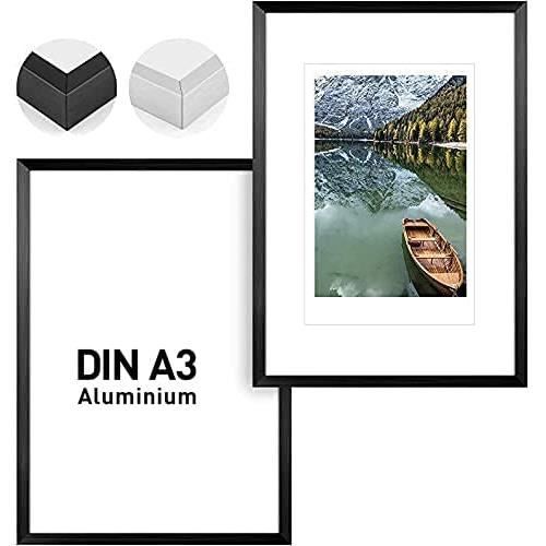 Cadre Photo A3 Noir Moderne en MDF avec vitre en Acrylique. Lot de 2 ...