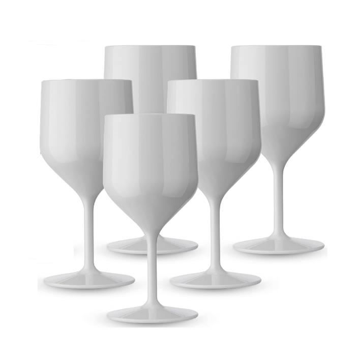 Verres à vin en Plastique, Lot de 5, incassable, sans BPA, Coupes ...