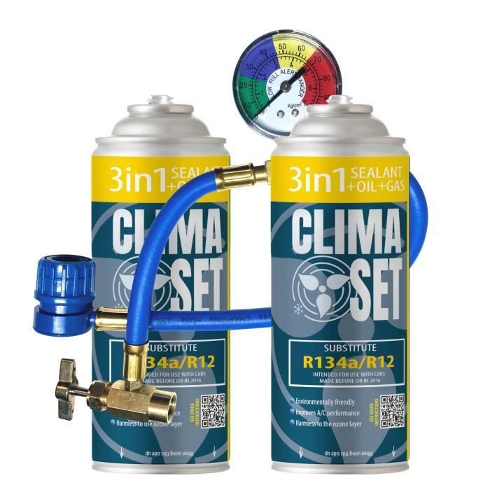 CLIMASET 2x R134a 3in1 Kit de climatisation de voiture | Huile, gaz ...