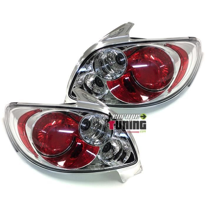 FEUX ROUGES CHROME AVEC LISERET ROUGE PEUGEOT 206 et 206 + (03407 ...