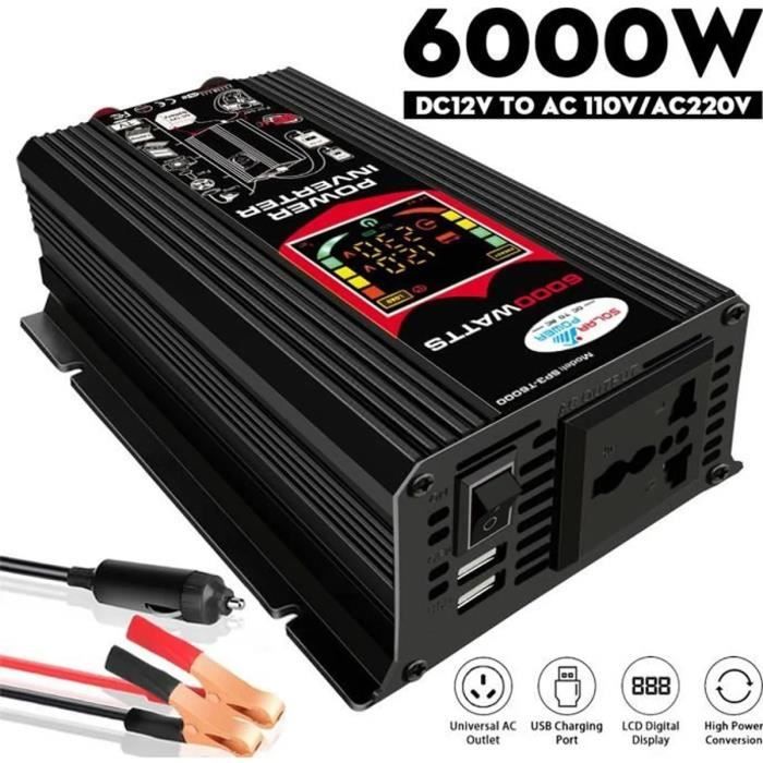 Onduleur 6000W - FOLAYA - Convertisseur 12V à 220V - 2 Ports USB - Affichage LCD - Protection ...