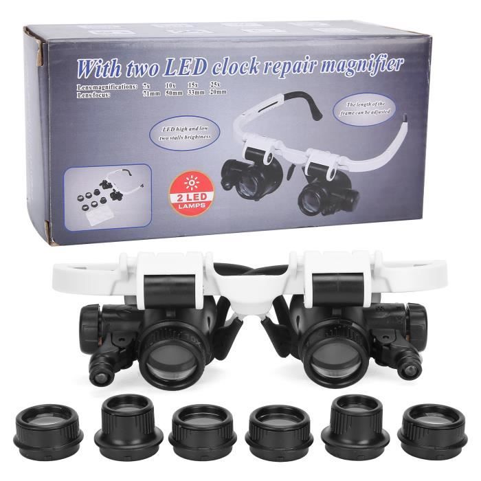 Loupe montée sur la tête KIMISS - Serre-tête avec lumière LED mains libres pour bijoutier et ...