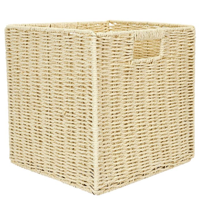 Cube de rangement tressé décoratif NATURAL BRAID 30x30x30 cm beige ...