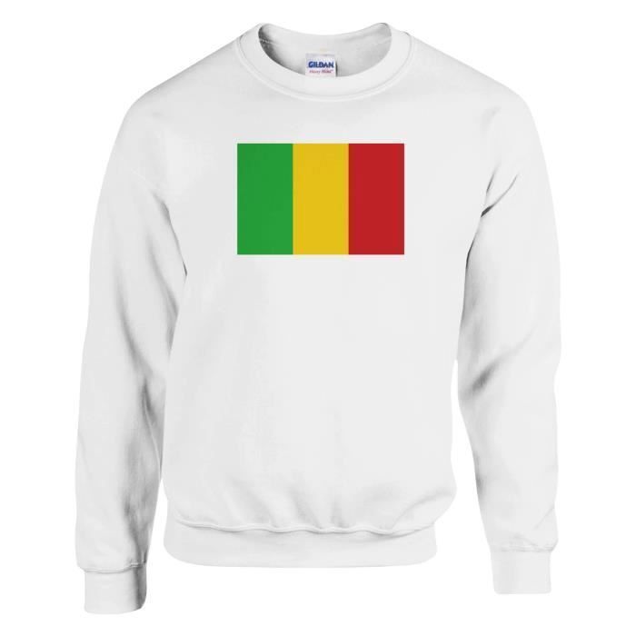 Sweat-shirt Drapeau du Mali - PIXELFORMA - Manches longues - Blanc ...