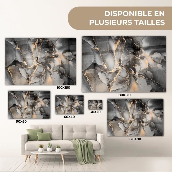 Tableau - Toile - MuchoWow - Paysage - 30x20 cm - Luxe Or Marbre - Gris ...