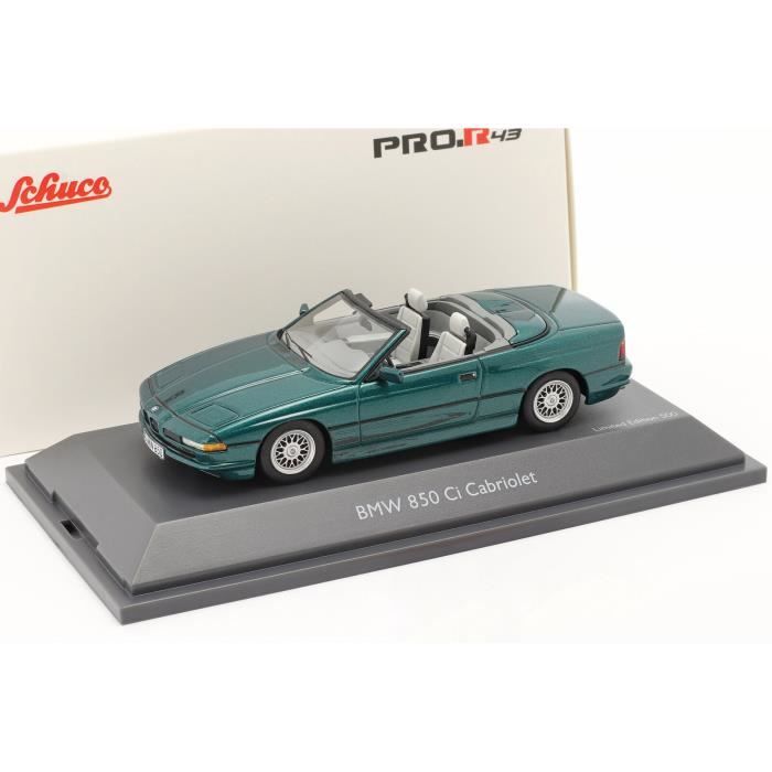 Voiture miniature - SCHUCO - BMW 850 CI E31 CONVERTIBLE GREEN METAL 1990 - Edition limitée ...