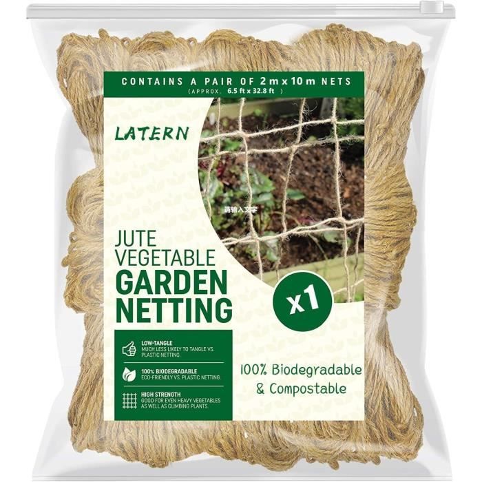 LATERN 2M x 10M Filet de Jute pour Soutien des Plantes, 100% Écologique ...