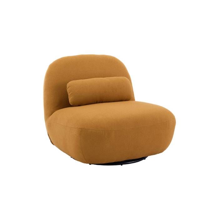 Fauteuil pivotant 360° en bouclette texturée moutarde. piètement en ...
