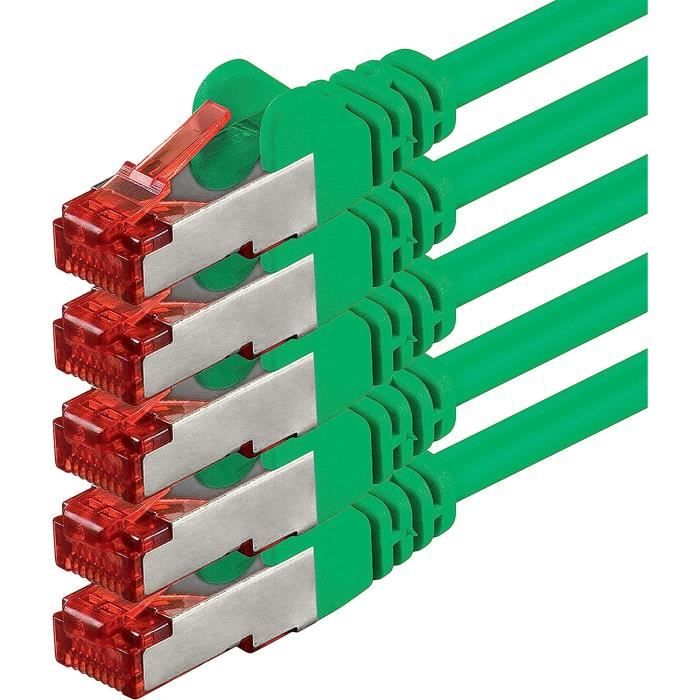 2M - Vert - 5 Pièces - Cat6 Câble Ethernet Set - Câble Réseau Rj45 10 ...