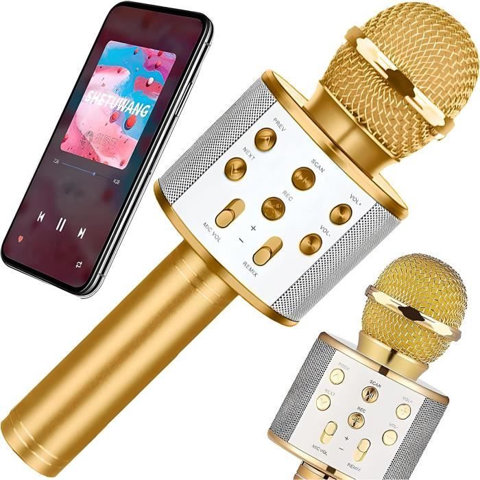 Microphone Karaoké Bluetooth Doré Sans Fil 2 En 1 Avec Haut-Parleur 5 W ...