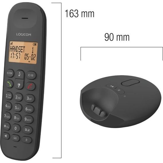 Téléphone fixe sans fil - LOGICOM - DECT ILOA 255T DUO - Noir - Avec ...