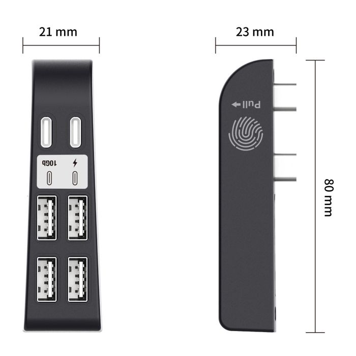 Hub USB PS5 Slim-6 Ports - Comprend 4 x USB 2.0 et 2 x USB Type C,pour ...