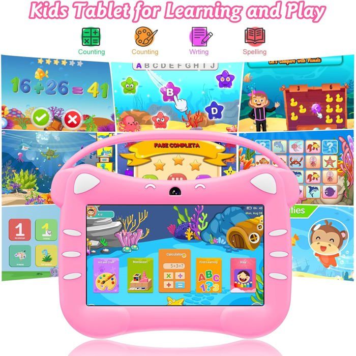 Tablette Educative - VESWWE - 7 Pouces - WiFi - Bluetooth - Contrôle Parental - Magenta ...