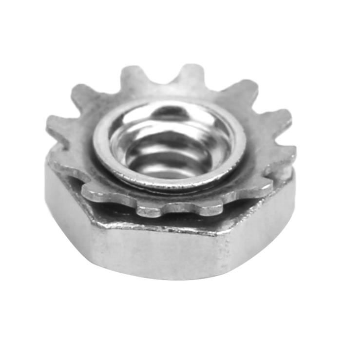 Écrou hexagonal en acier 100 pièces, écrou denté avec rondelle en ...