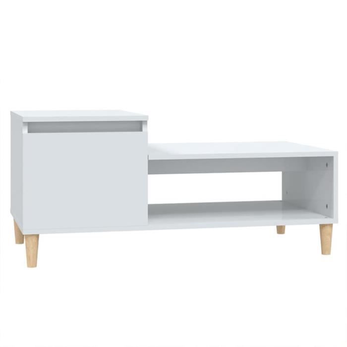 ETO- Table basse Blanc brillant 100x50x45 cm Bois d'ingénierie ...