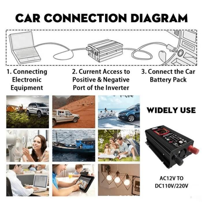 Onduleur 6000W - FOLAYA - Convertisseur 12V à 220V - 2 Ports USB - Affichage LCD - Protection ...