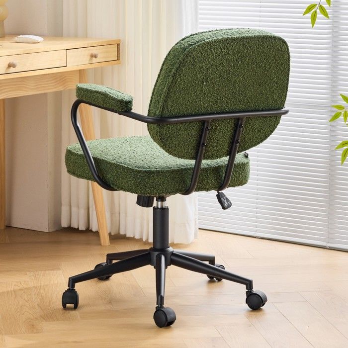 Fauteuil de bureau pivotant et réglable en hauteur en tissu bouclé vert ...