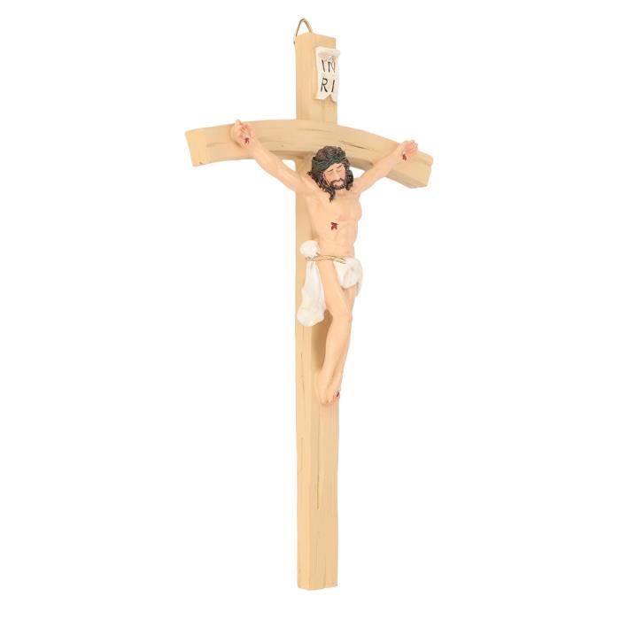 SUC-Crucifix de Jésus-Christ Croix Murale en Bois, Détails Exquis ...