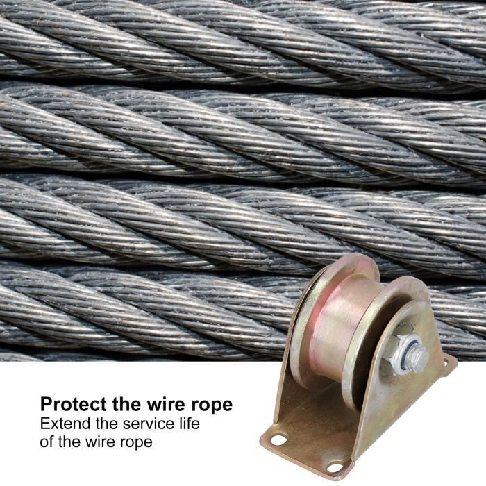 SALALIS Roulette rigide Rail de câble métallique robuste à roue à ...