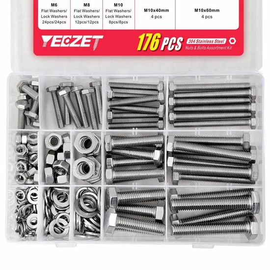 304 Inox Boulons Et Écrous Rondelles Assortiment Kit M6 M8 M10 Industrie Machines Visserie ...