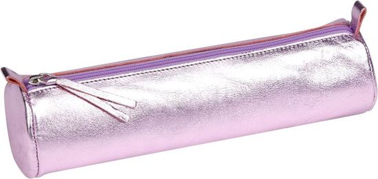 410121C -Trousse Scolaire Ronde Rose Effet Irisé Ø5,5X22 Cm En ...