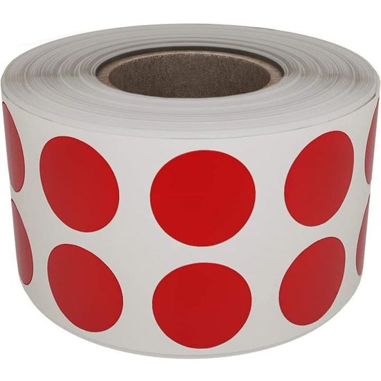 AJW-Rouleaux D’Étiquettes Autocollantes Rondes Rouge 1.3 cm (13mm) 1 ...