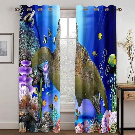 Rideau Occultant Salon Lot De 2 Rideaux À Oeillets Chambre 3D Mer ...