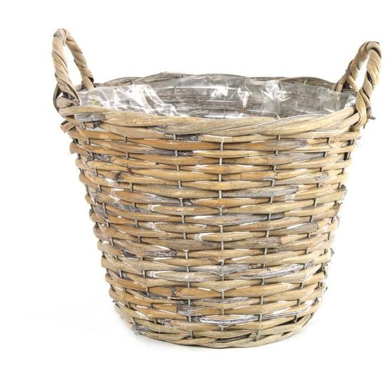 TOM pot de fleurs Minke 30 x 22 cm bois naturel - Cdiscount Jardin