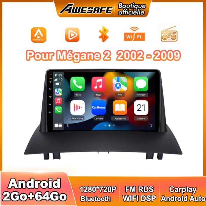 AWESAFE Autoradio Android 13 pour Mégane 2 (2002-2009) 2Go+64Go avec 9 ...