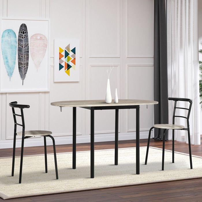 Ensemble table ovale extensible et 2 chaises - table à rabats - métal ...