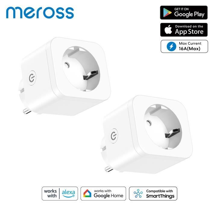 Vert-Meross – prise intelligente WiFi et Bluetooth, 16a, ue, avec moniteur d'énergie, fonction ...