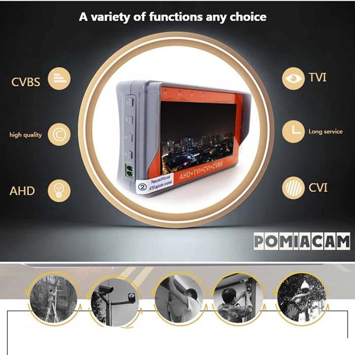 Testeur de caméra de surveillance CCTV 1080P / 5MP AHD & CVBS & 5MP TVI ...