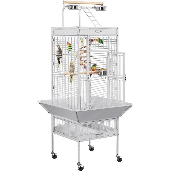 Grande Cage à Oiseaux Volière Solide sur Roulette avec Jouet pour ...